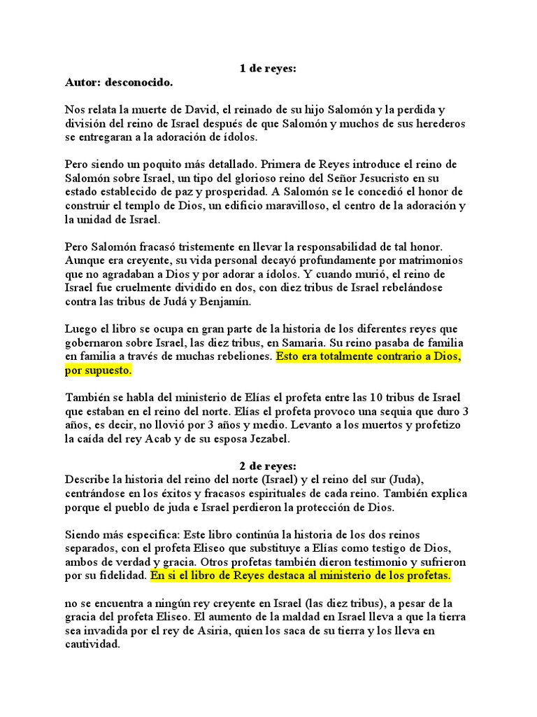 1 y 2 de Reyes | PDF | Libros de reyes | Elijah