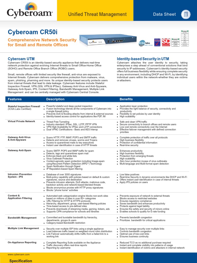 Cyberoam CR50 I | PDF | Computer Security Exploits | Internet Standards