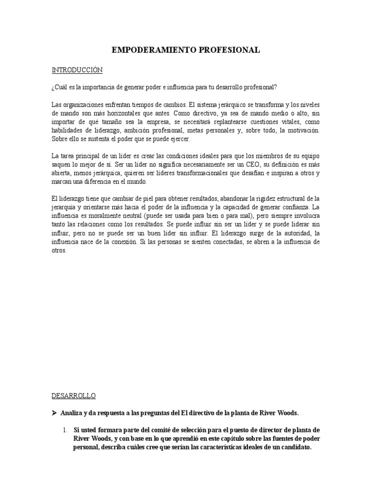 Empoderamiento Profesional | PDF | Liderazgo | Empoderamiento