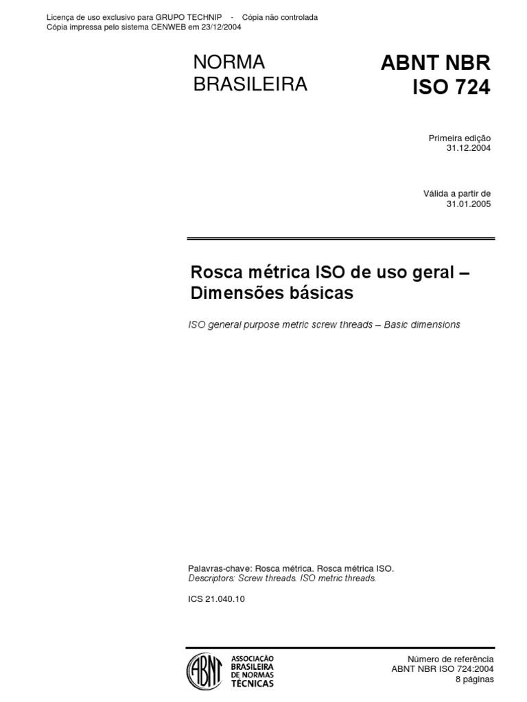 NBR Iso 724 | PDF