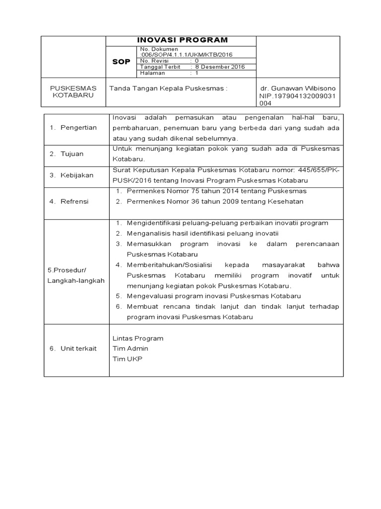 4.sop Inovasi Program | PDF