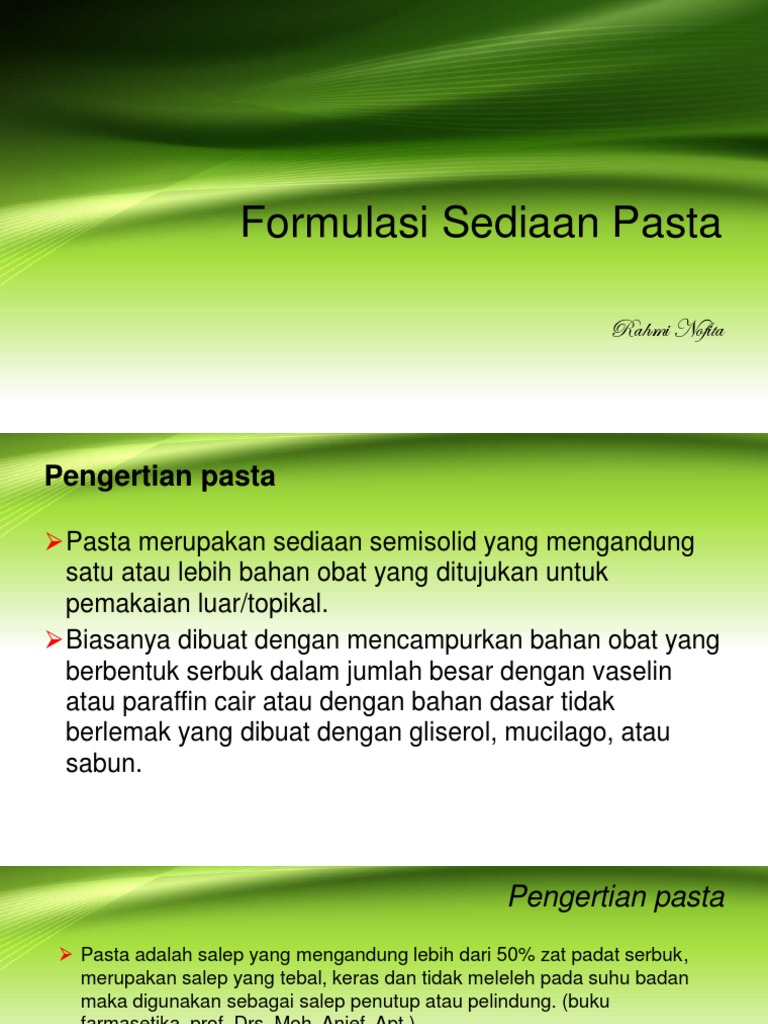 Formulasi Sediaan Pasta | PDF Formulasi Sediaan Pasta | PDF