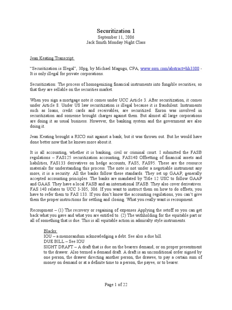 Securitization | PDF | Foreclosure | Balance Sheet