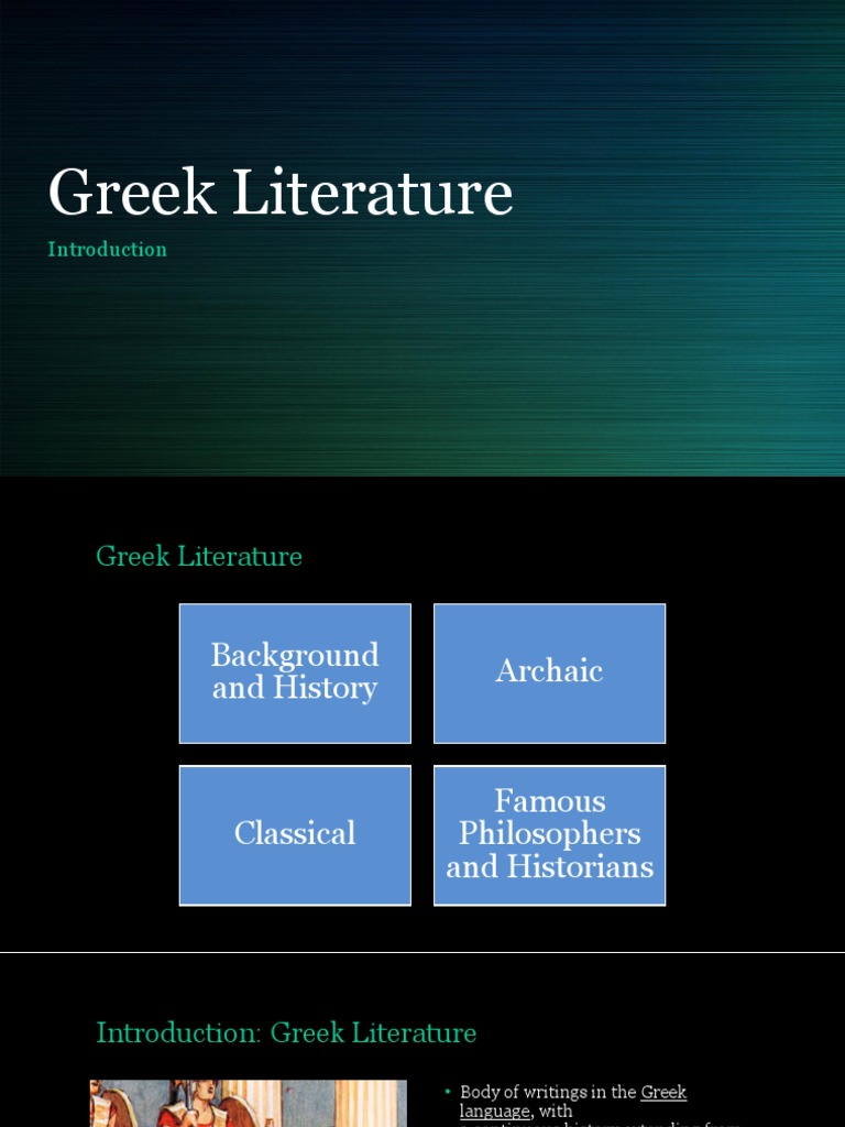 Greek Literature Introduction | PDF | Ancient Greek Literature | Homer