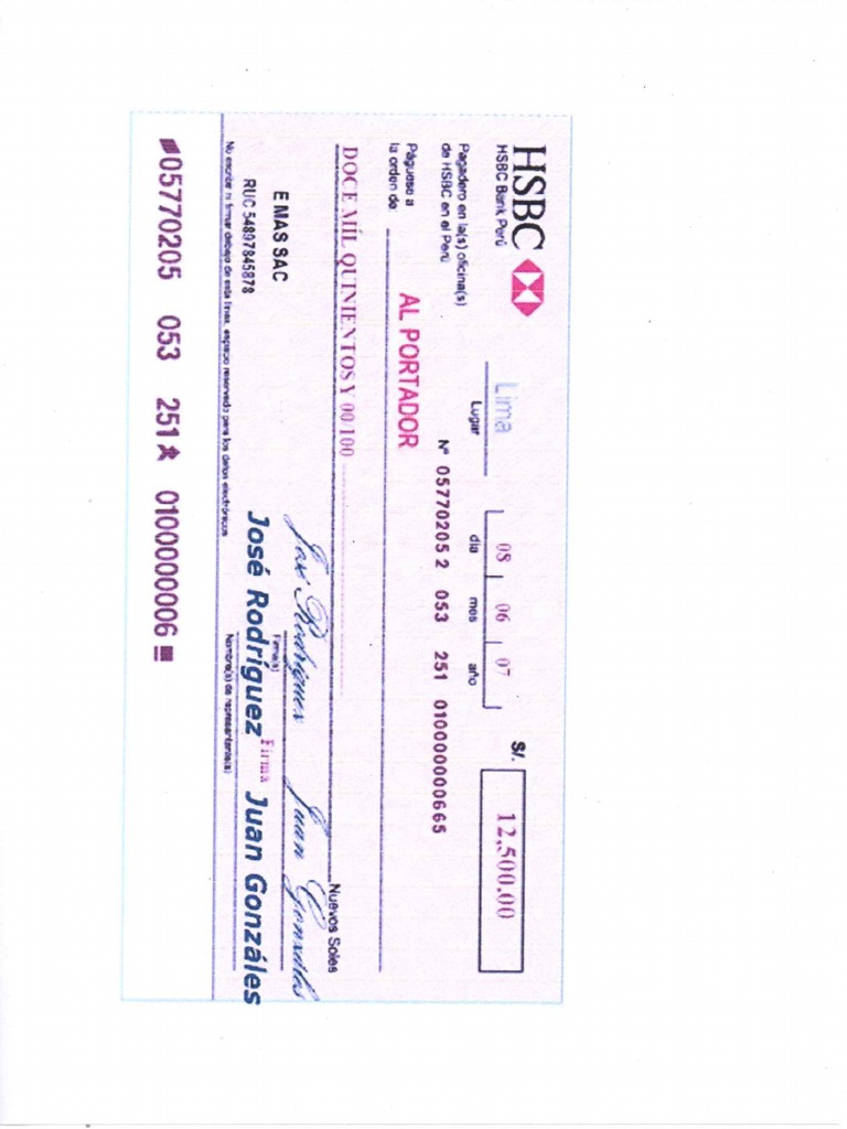 cheque al portador | PDF