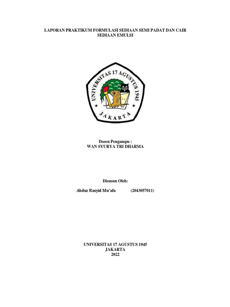 Laporan Praktikum Forsepad Emulsi | PDF