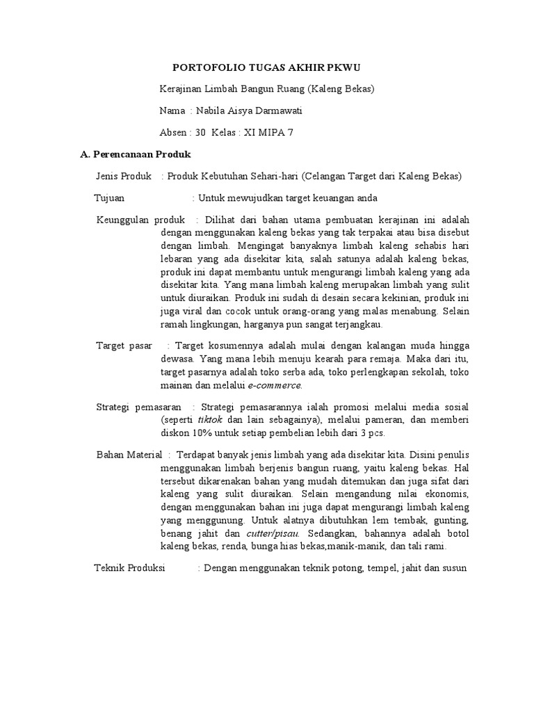 Portofolio Tugas Akhir Pkwu | PDF