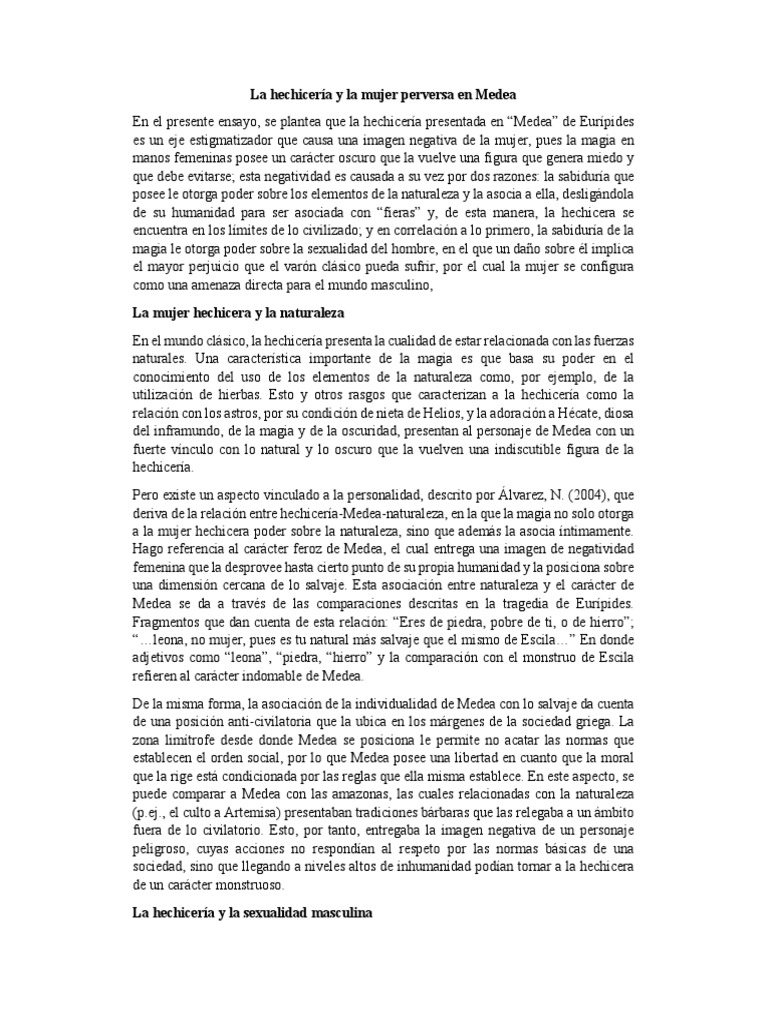 La Hechicería y La Mujer Perversa en Medea | PDF | Brujería | Mujer