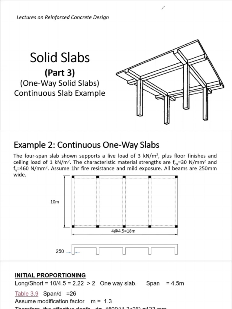 RCD - Solid Slabs (Part 3) - Continuous One-Way Slab - Worked Example | PDF