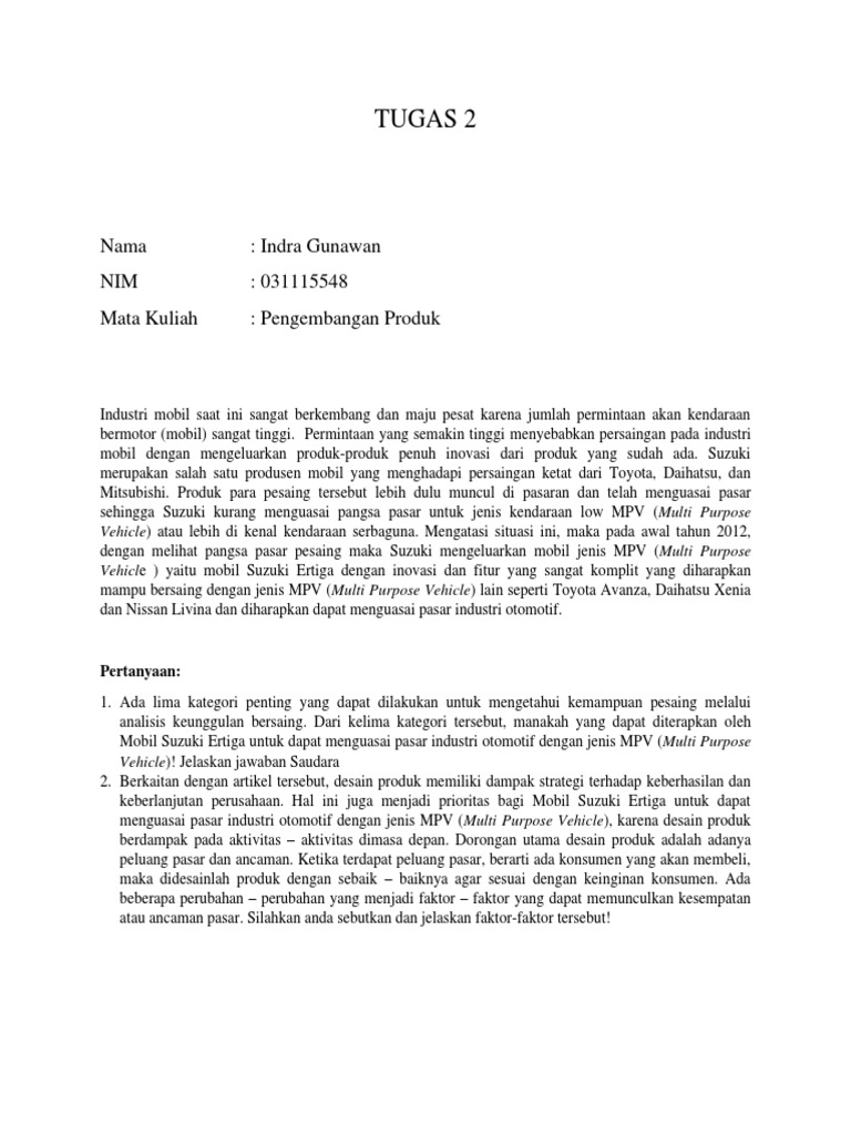 TUGAS 2 Pengembangan Produk EKMA4473 | PDF