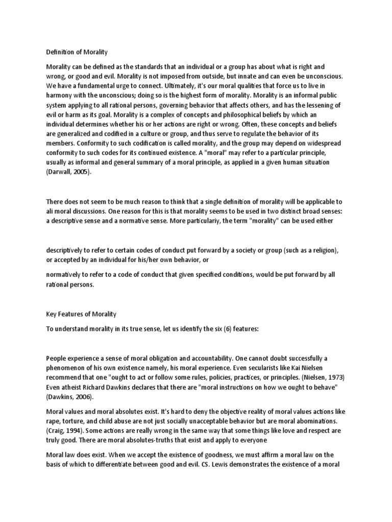 Definition of Morality | PDF