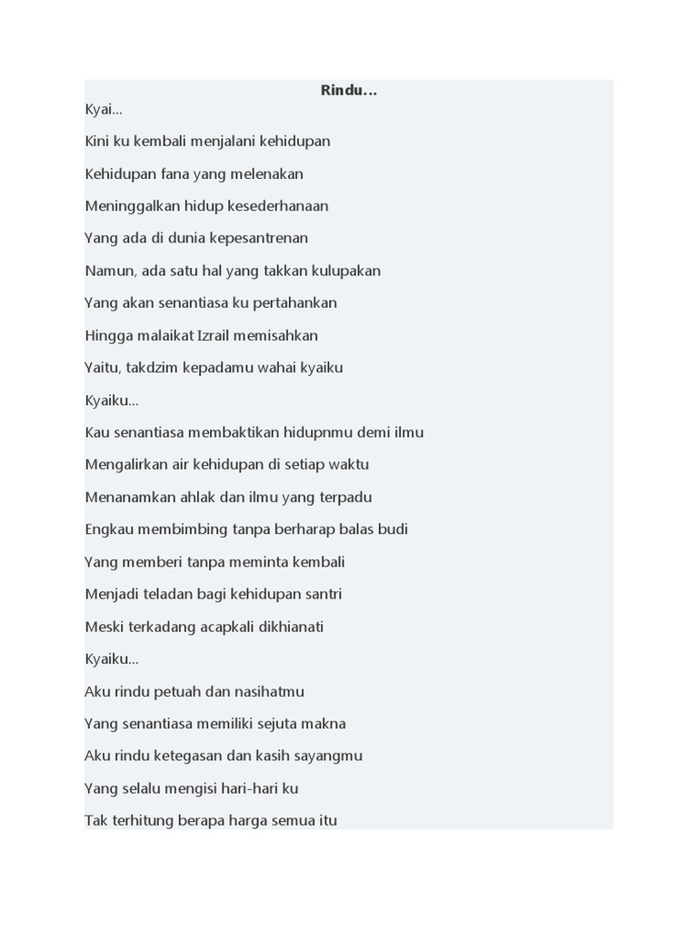 Puisi Untuk Kyai | PDF Puisi Untuk Kyai | PDF