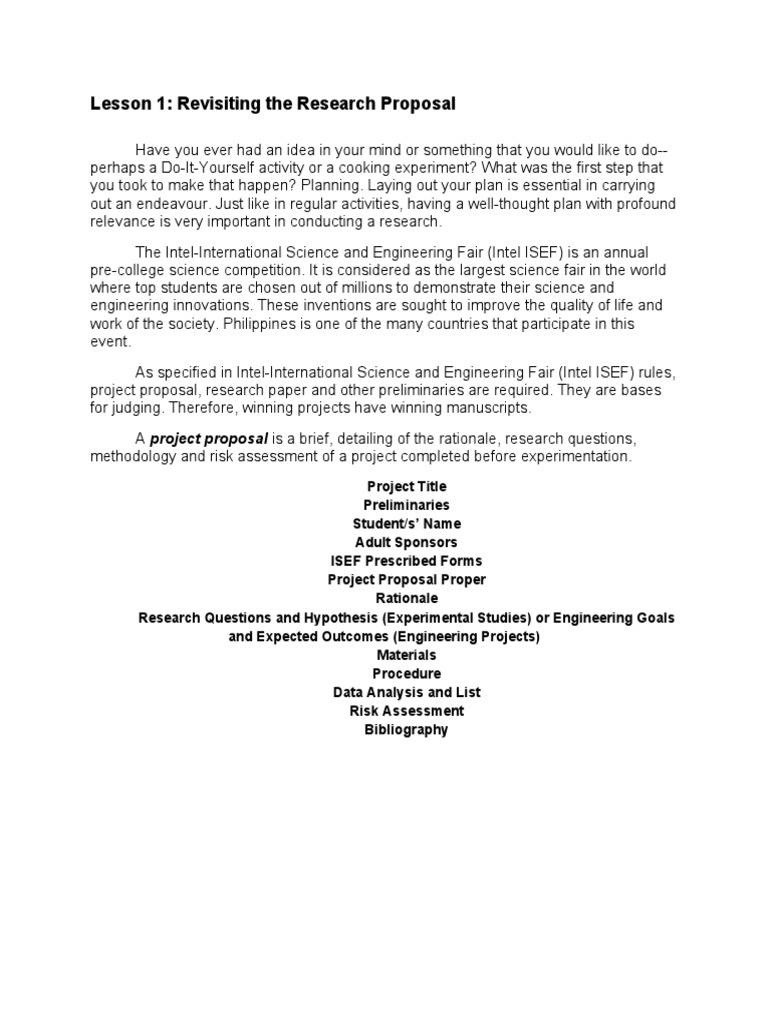 Lesson 1 - Revisiting The Research Proposal | PDF