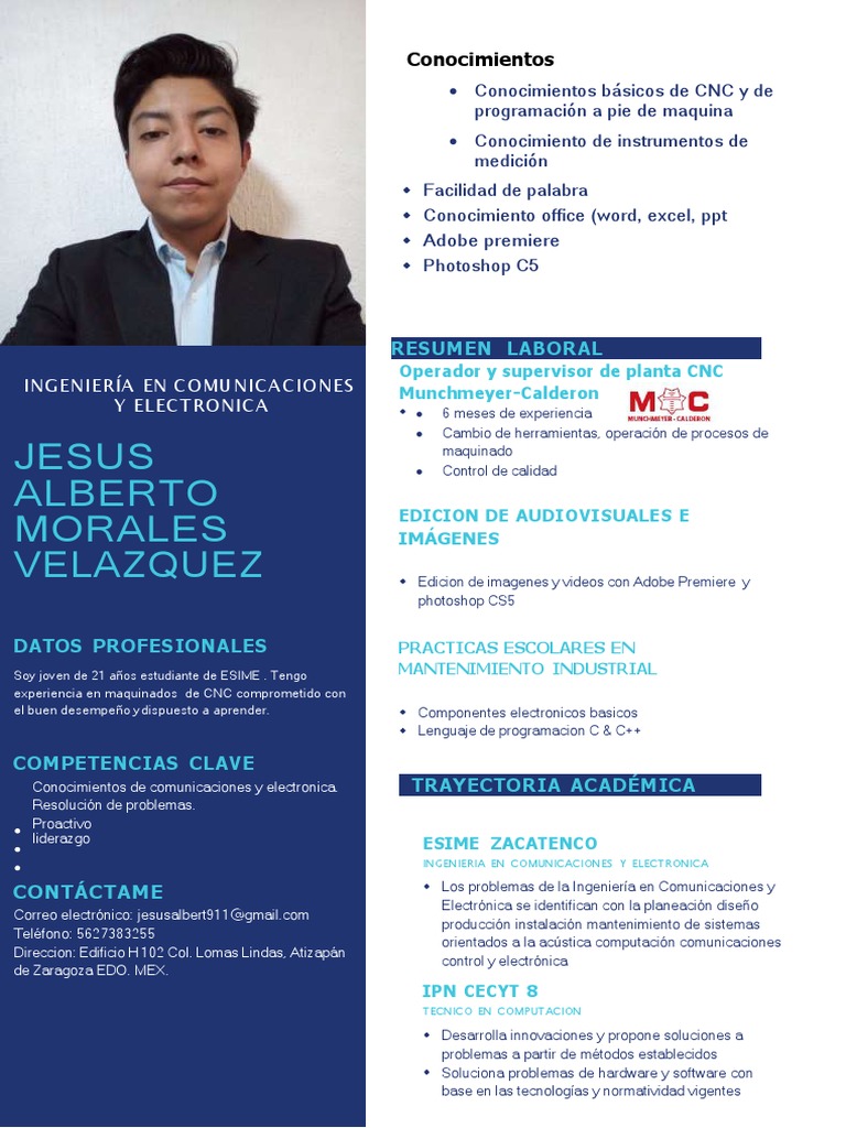 JESUS ALBERTO MORALES VELAZQUEZ Currículum Vitae | PDF | Ingeniería | Ingeniería de Sistemas