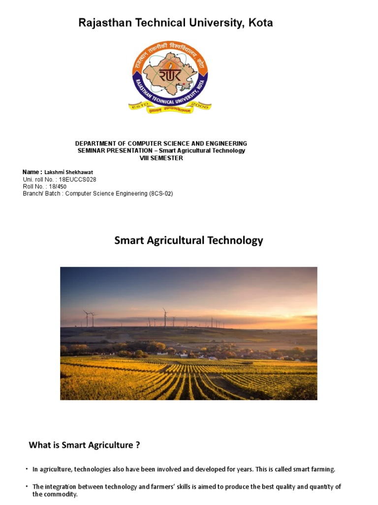 Smart Agricultural Technology Seminar | PDF | Agriculture | Internet Of ...