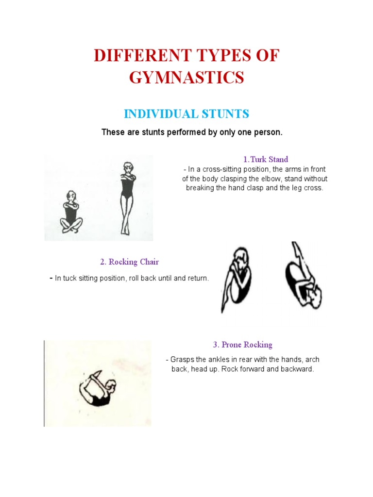 Different Types of Gymnastics: Individual Stunts | PDF | Foot