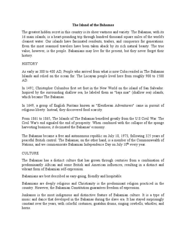 The Island of The Bahamas | PDF | The Bahamas | Government