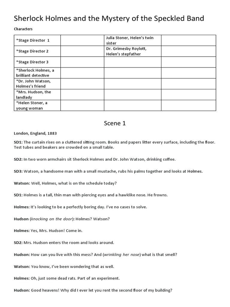 The Speckled Band: Sherlock Holmes Investigates a Mysterious Death at ...