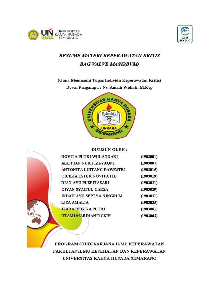 Kelompok 2 - Resume Materi BVM (Bag Valve Mask) | PDF