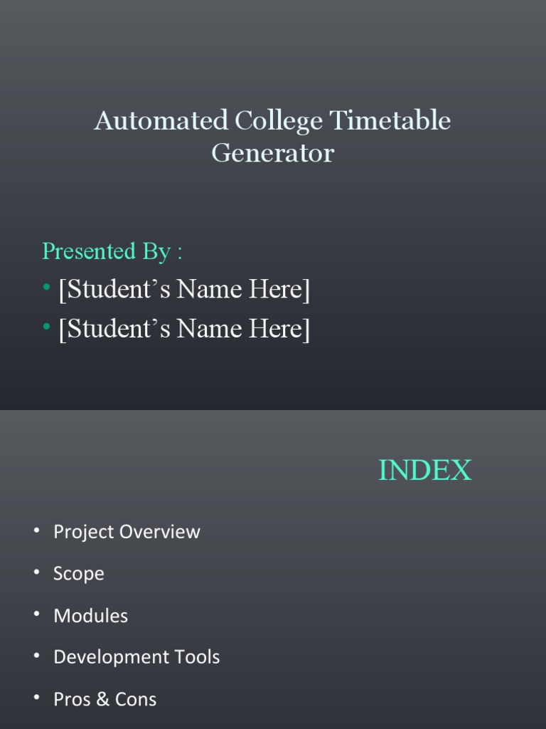 Automated College Timetable Generator - S126 | PDF | Microsoft Sql ...