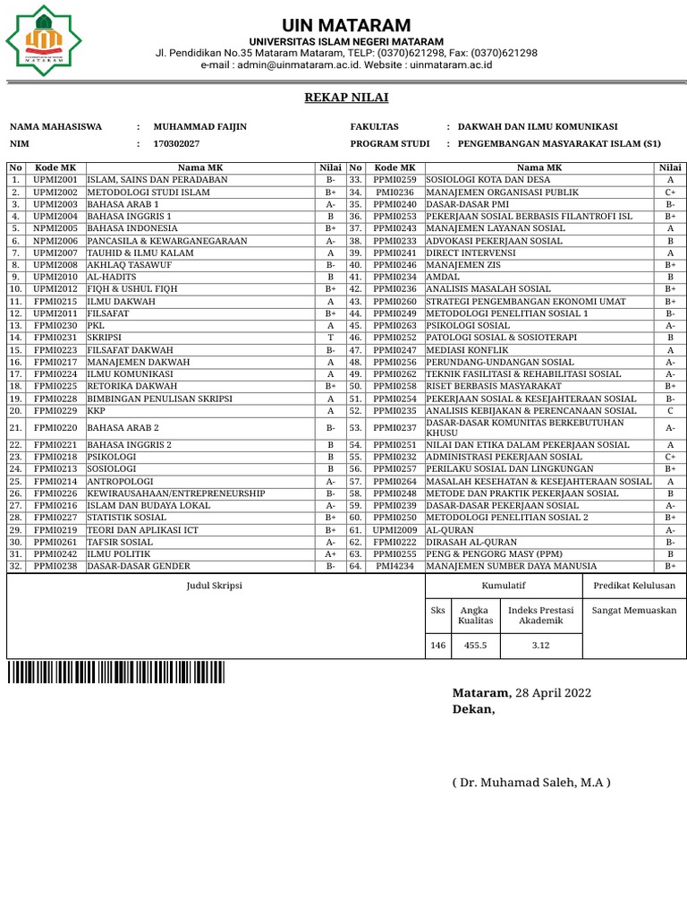 Print Transkrip | PDF