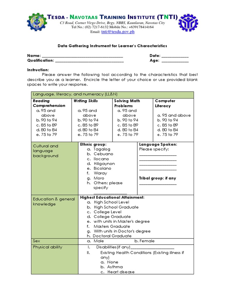 TM 1 - LO1 - 01 - Data Gathering | PDF | Learning | Pedagogy