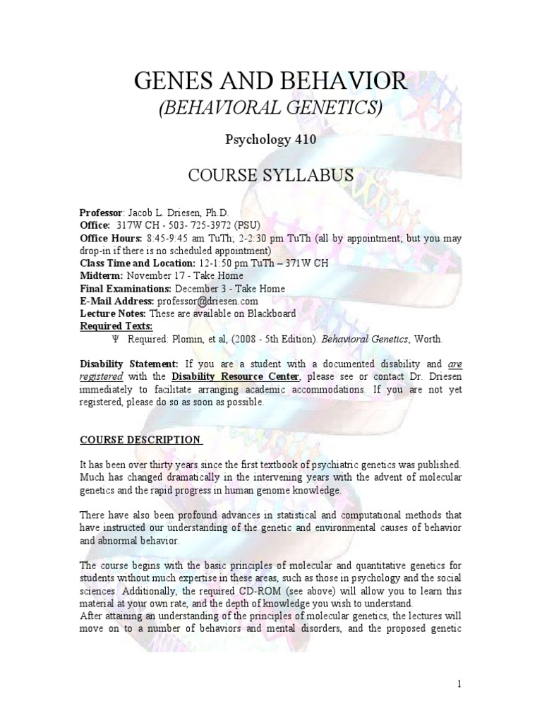 Genes and Behavior: (Behavioral Genetics) | PDF | Psychology | Mental ...