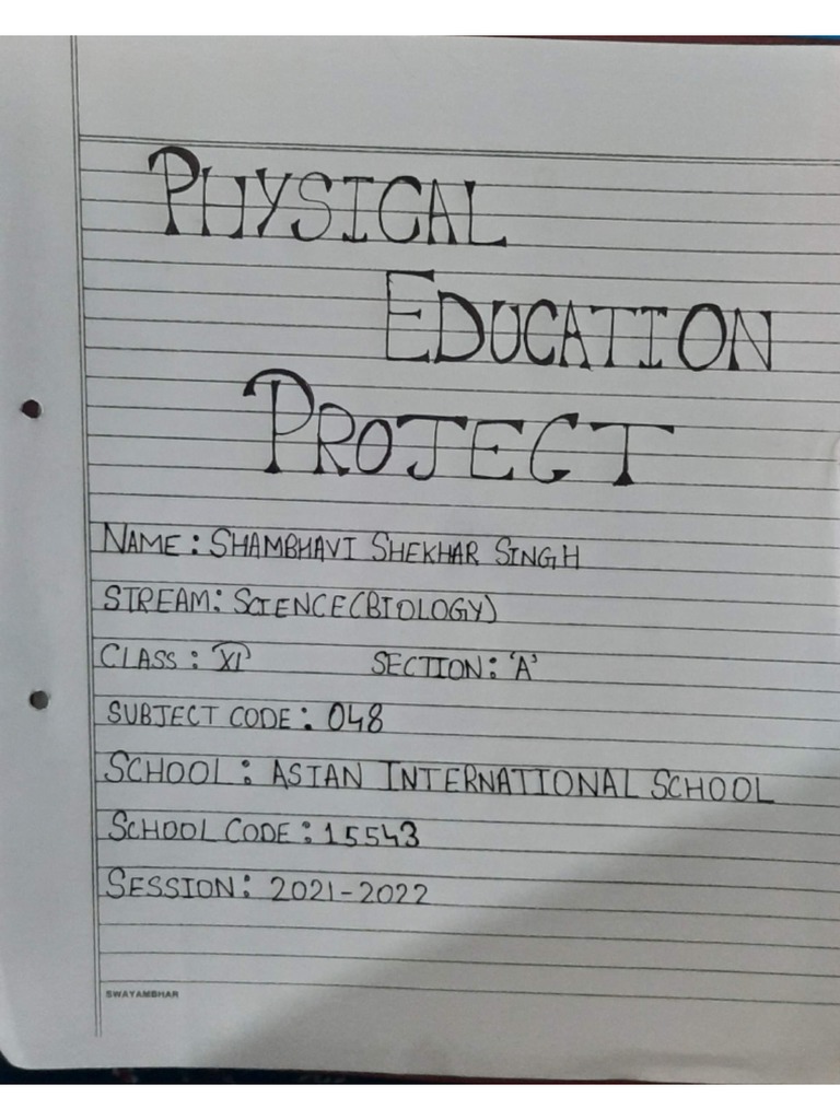 PE Project Class 11 | PDF