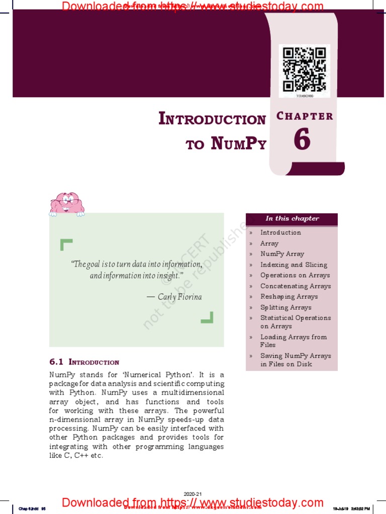 Introduction To Numpy CH-6 | PDF | Matrix (Mathematics) | Array Data ... Introduction To Numpy CH-6 | PDF | Matrix (Mathematics) | Array Data ...
