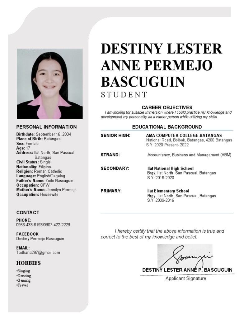 Destiny Lester Anne Permejo Bascuguin | PDF