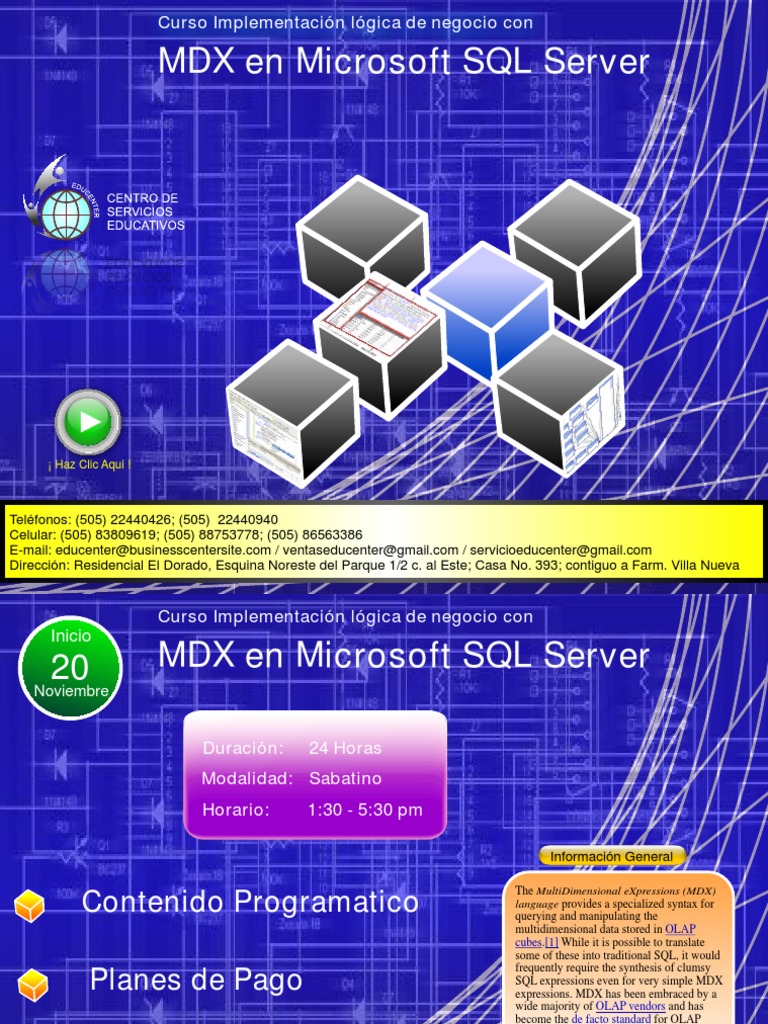 Curso Implementar Logica de Negocio Con MDX | PDF | SQL | Servidor SQL ...