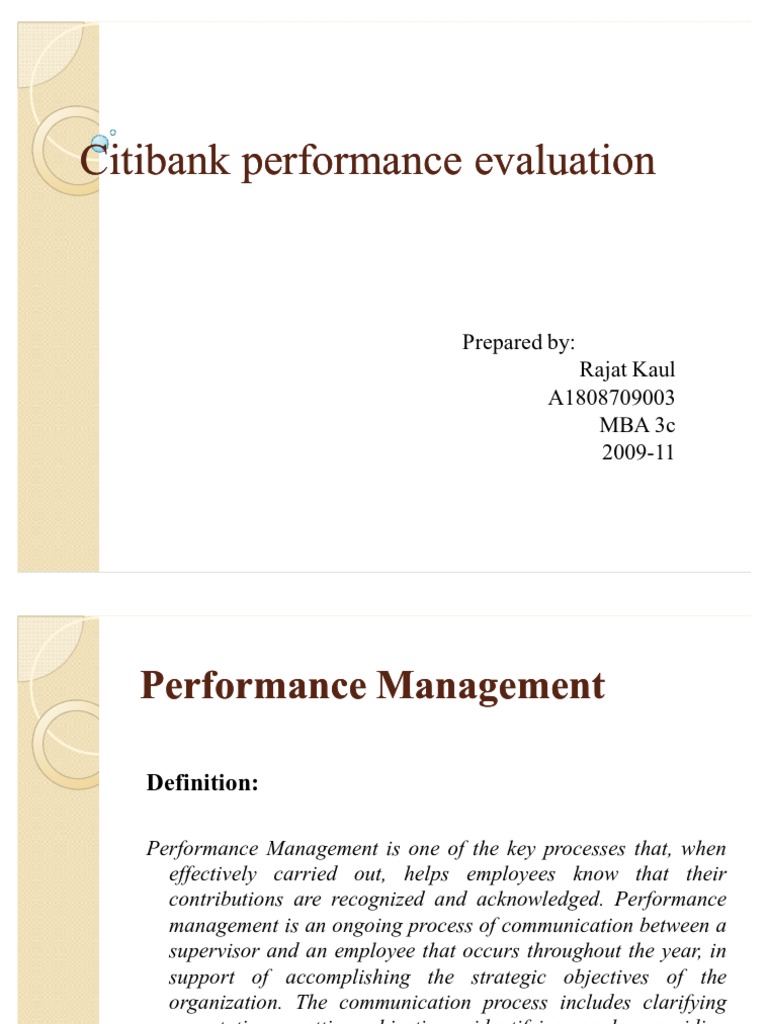 Citibank Performance Evaluation | PDF