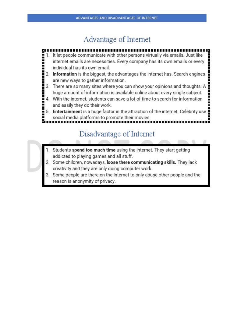 Advantage of Internet | PDF