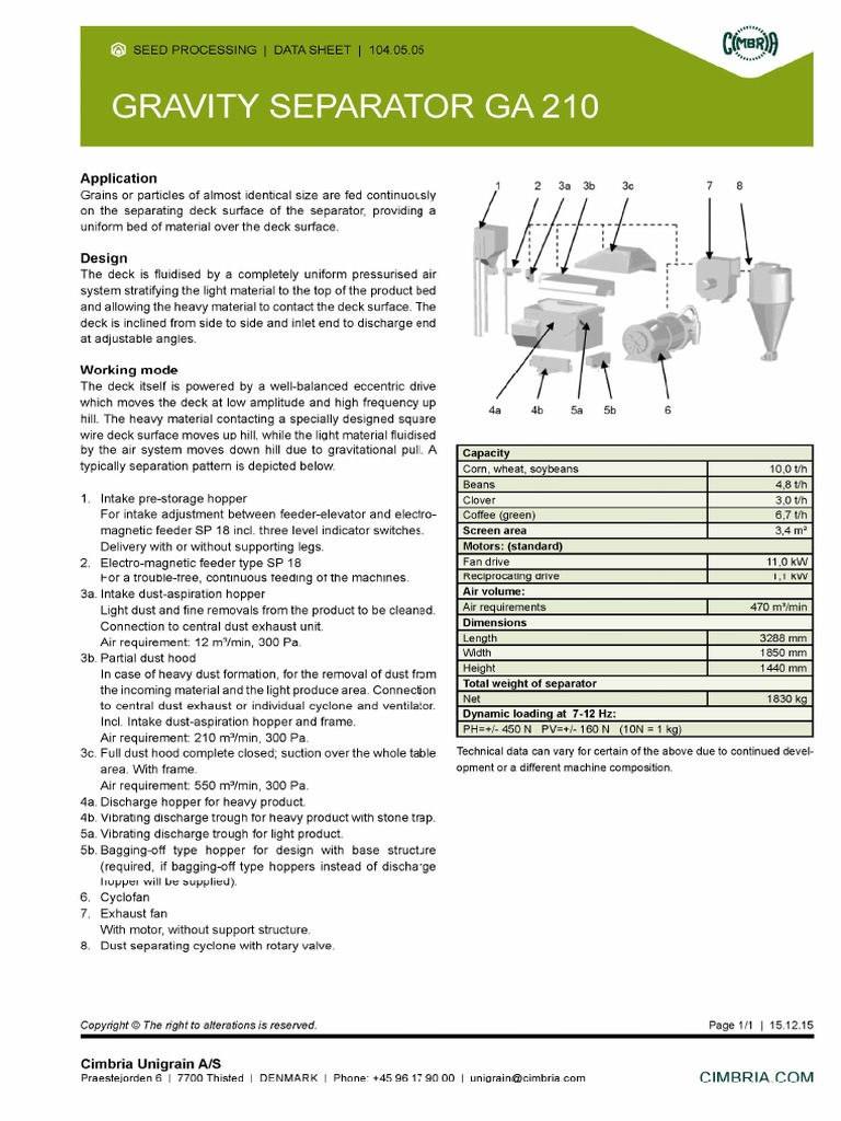 Gravity Separator GA210 GB 6.7Tn | PDF