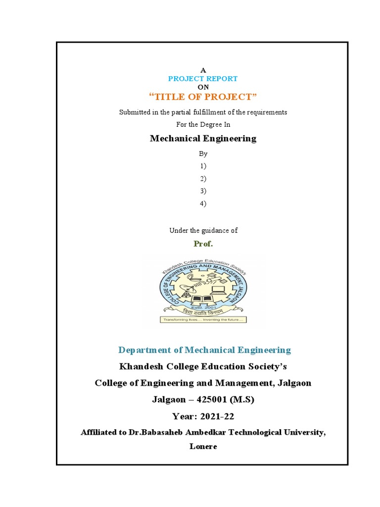 Mechanical Engineering: "Title of Project" | PDF