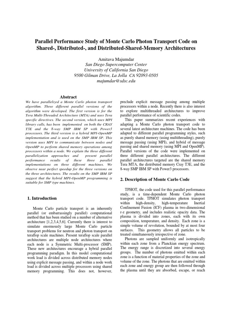Parallel Performance Study of Monte Carlo Photon Transport Code On ...