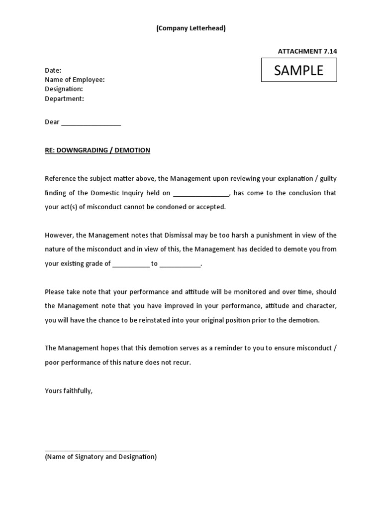 7.14 - Letter To Downgrade Demotion | PDF