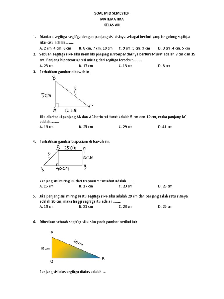 Soal Mid Genap Mtk Kls 8 Pdf