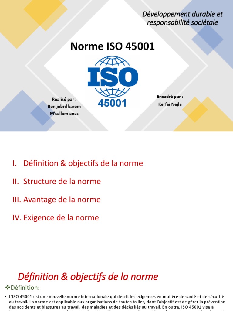 Norme ISO 45001 : Santé et Sécurité au Travail | PDF | Sécurité | Santé ...