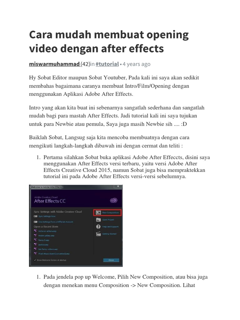 Tutorial Intro Sederhana After Effects | PDF