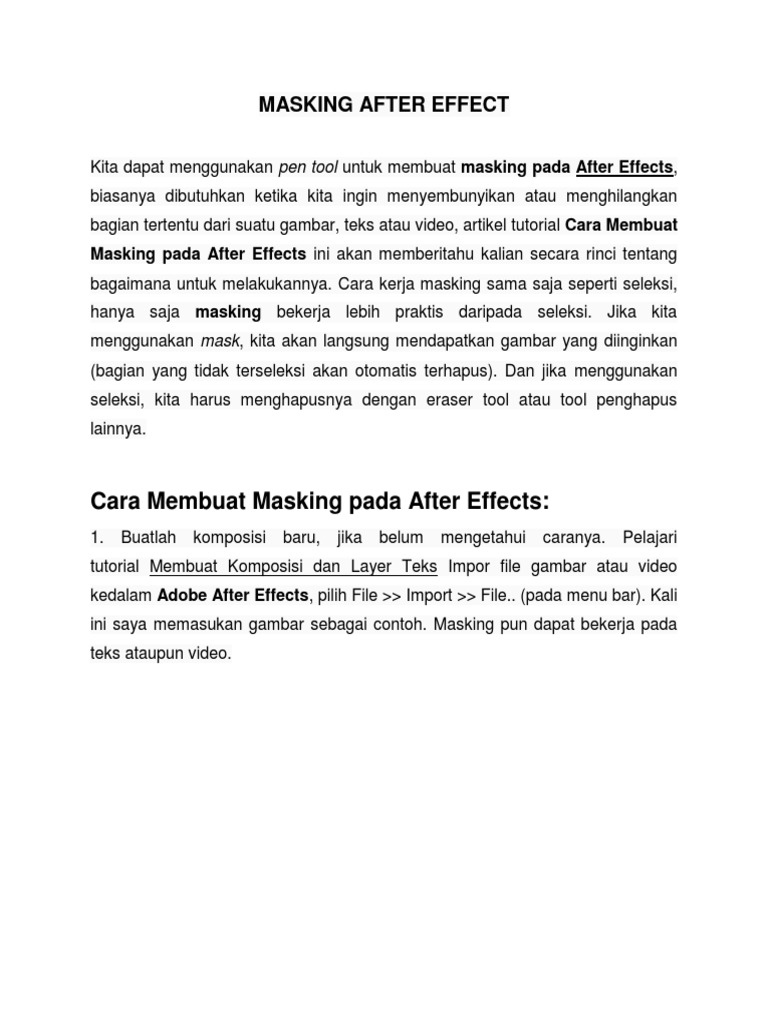 Masking After Effect | PDF