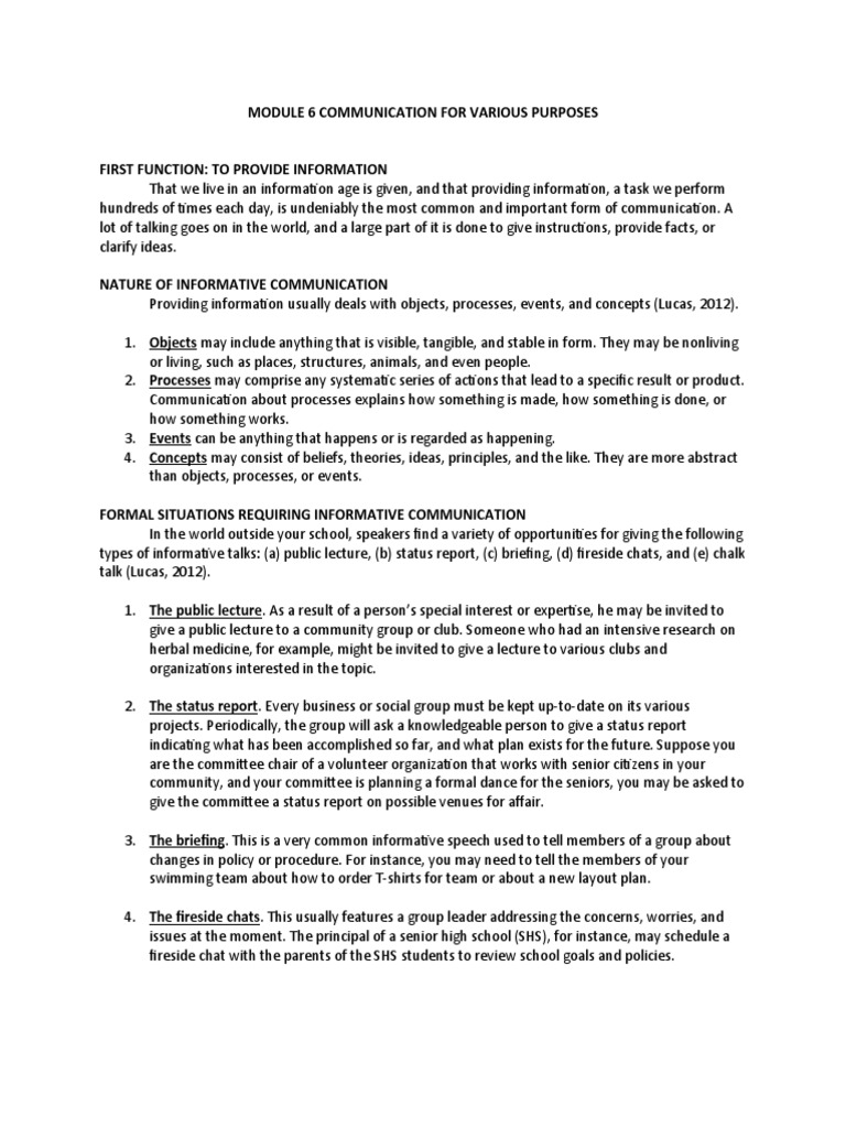MODULE 6 COMMUNICATION FOR VARIOUS PURPOSES Part 2 | PDF | Persuasion ...