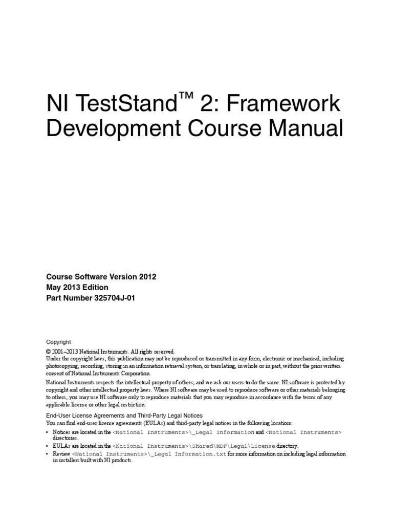 NI TestStand 2 Framework Development Course Manual (National ...