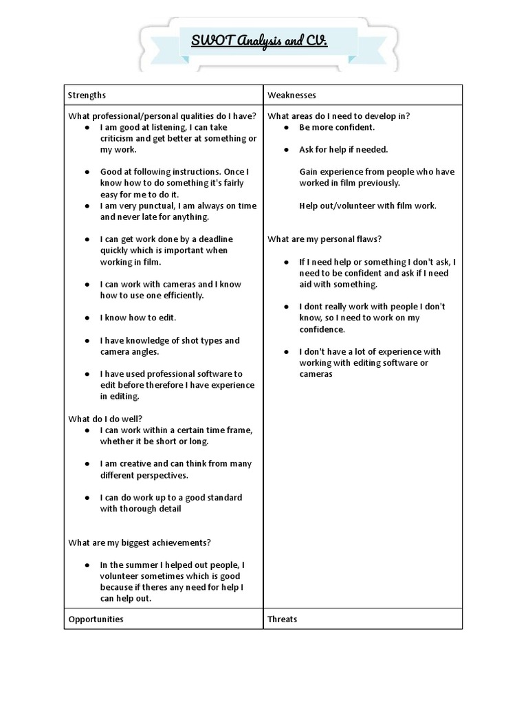 Film SWOT Analysis | PDF | Swot Analysis | Experience