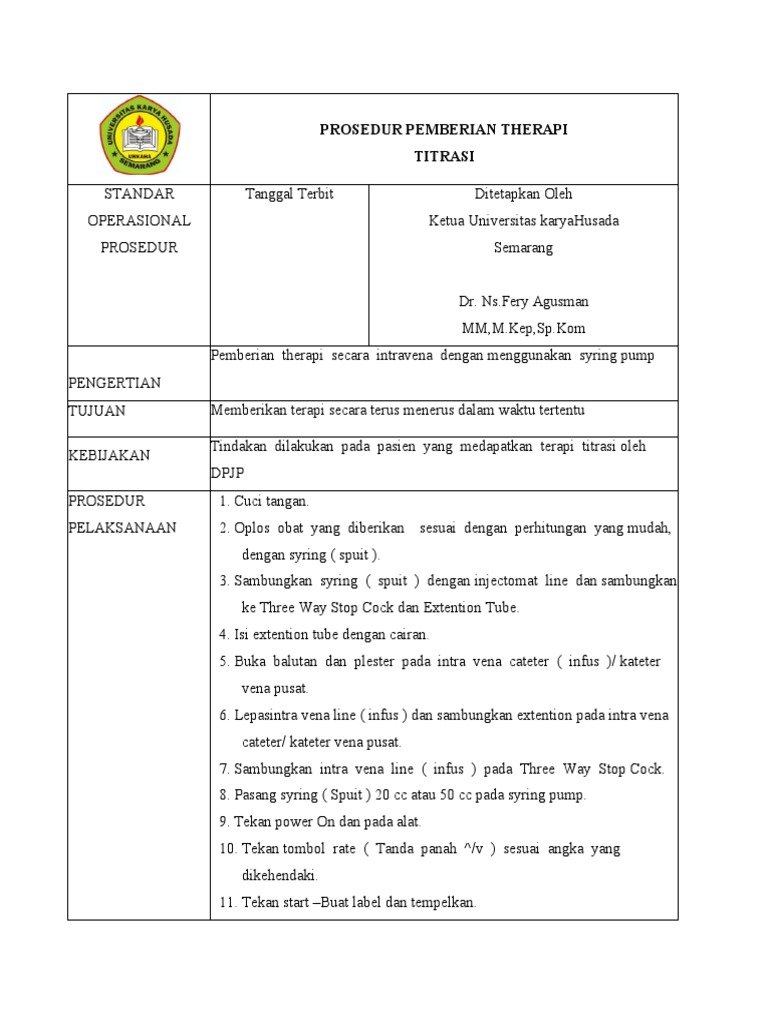 Sop Pemberian Terapi Titrasi | PDF