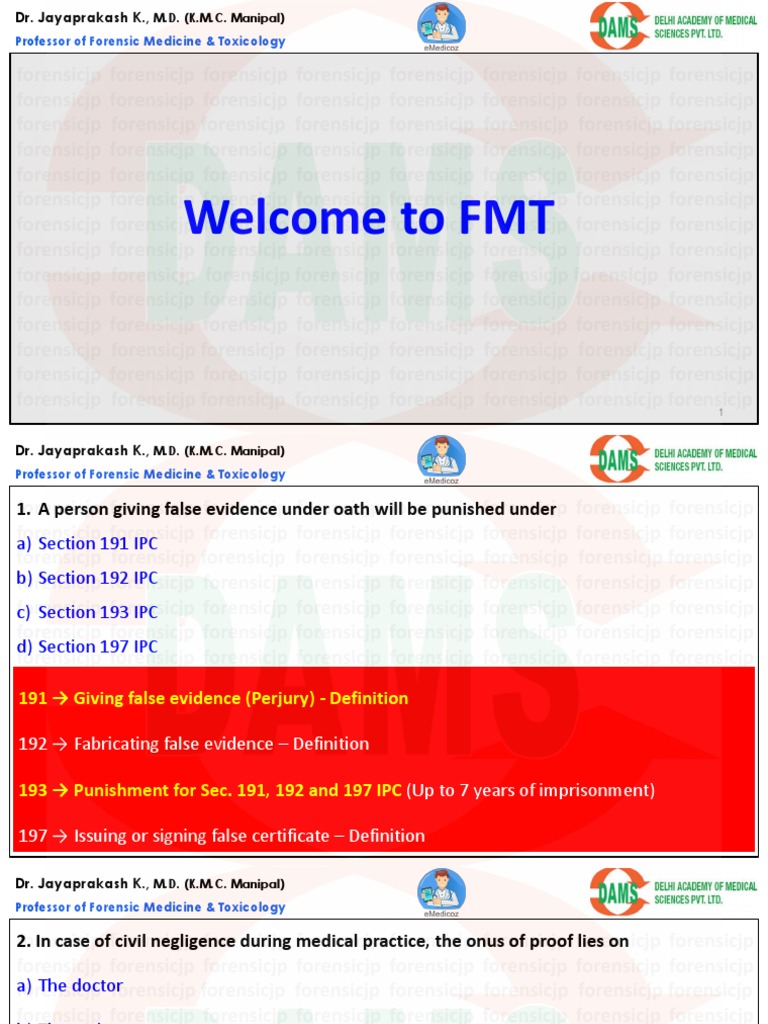 FMT (Must Know) | PDF | Physician | Medicine