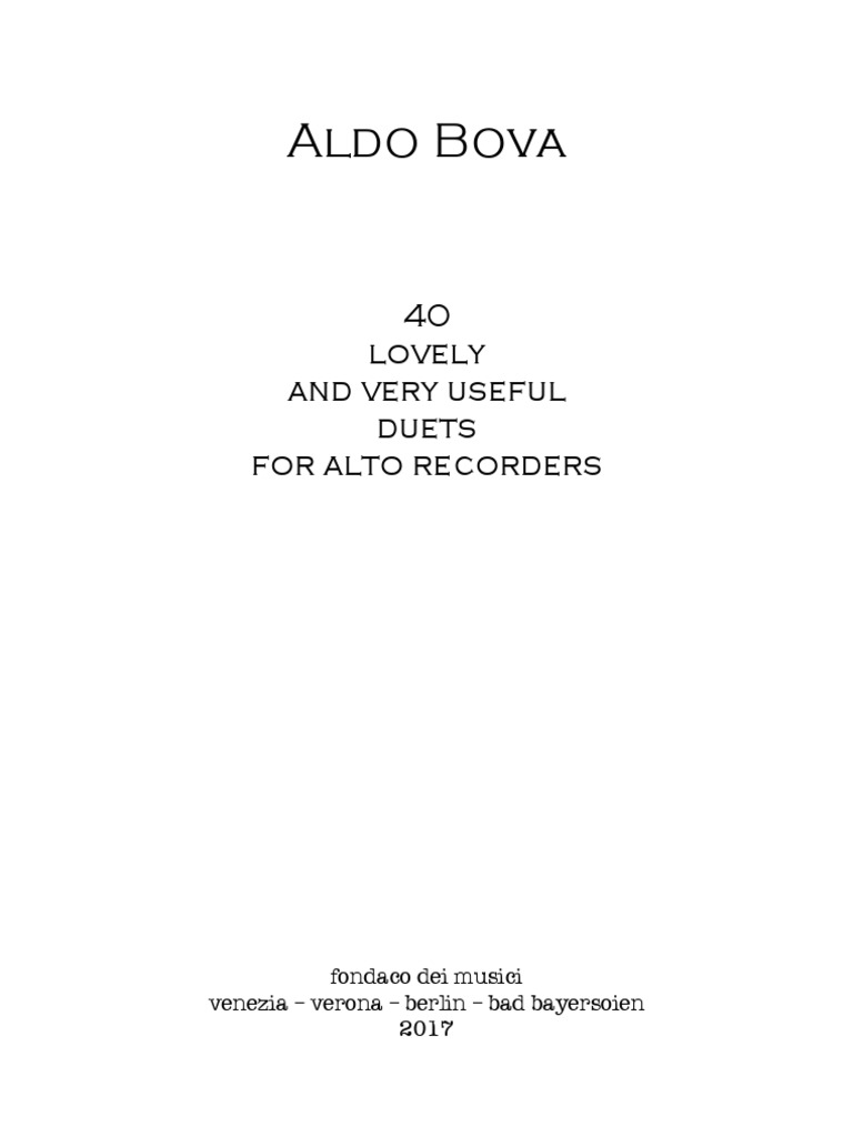 Useful Duets Alto Recorder ALDO BOVA | PDF