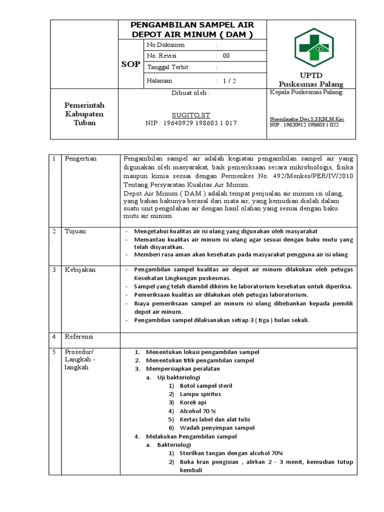 SOP Pengambilan-sampel-air-DAM | PDF