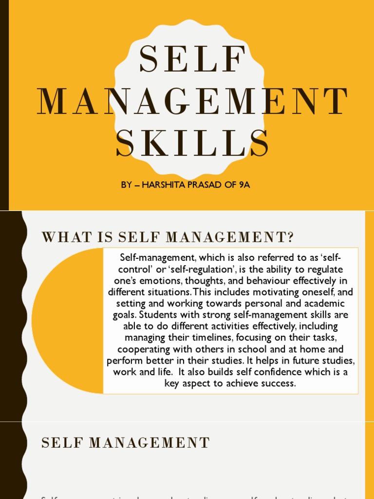 Self Management Skills | PDF | Psychology | Psychological Theories