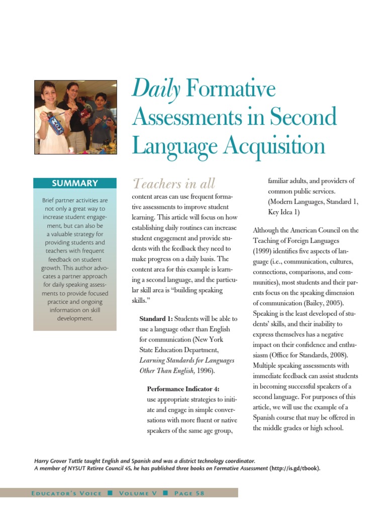 Daily Formative: Assessments in Second Language Acquisition | PDF ...